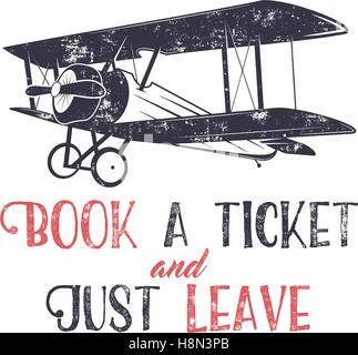 Vintage airplane lettering for printing. Vector prints, old school ...