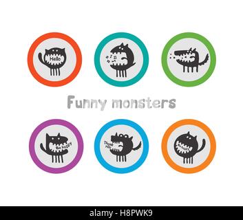 logos with funny monsters Stock Vector Image & Art - Alamy