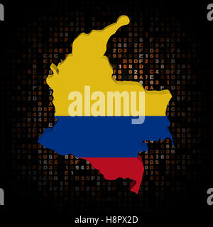 Colombia map flag on hex code illustration Stock Photo - Alamy