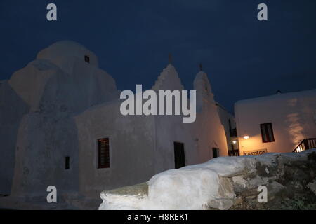 Mykonos, Greece walk to white church cobblestone path Stock Photo - Alamy