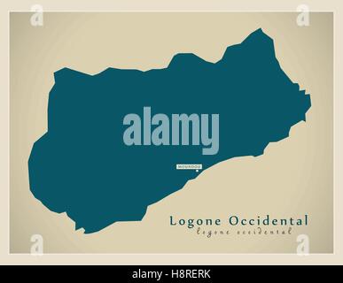 Logone Occidental Region (Regions of Chad, Republic of Chad) map vector ...