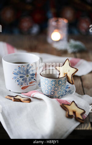 Cup of tea and Christmas cookies Stock Photo - Alamy