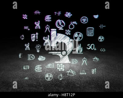 Science concept: Microscope in grunge dark room Stock Photo - Alamy