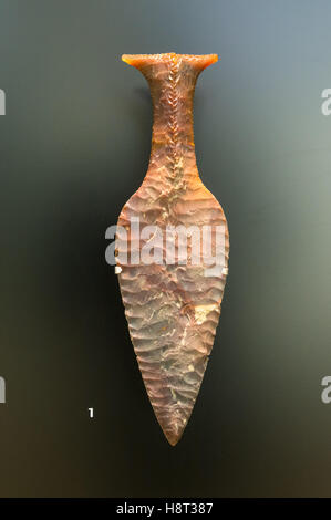 Prehistoric flint tool. This is from a museum collection of prehistoric ...