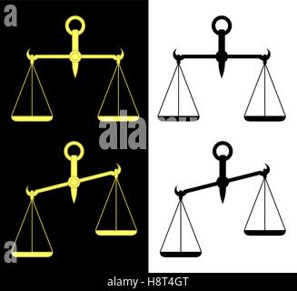 Scales balance set. Measuring weight tool. Law and justice concept ...