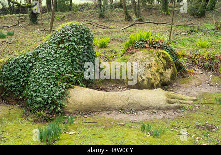 Mud Maid earth woman sculpture of stone and plants at the Lost Gardens ...