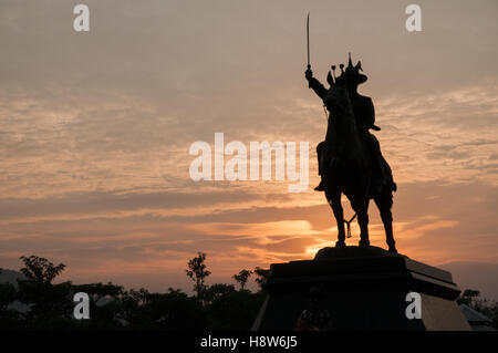 Statue of King Mongut on horseback at Wat Huay Mongkol tempel in Hua ...