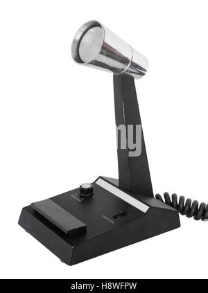 Two way radio with microphone and cord on a rubber background Stock ...