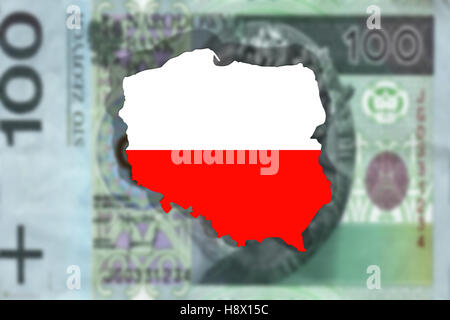 close up on Poland on 100 PLN banknote Stock Photo - Alamy