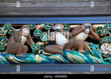 The three wise monkeys, Nikko, Japan. Hear no evil, speak no evil, see ...