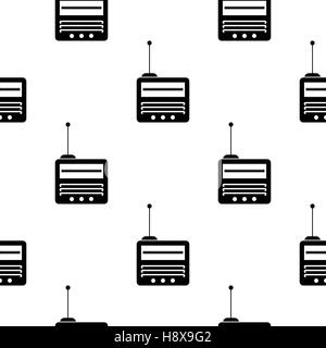 Retro Radio icon sign. Seamless pattern with geometric texture. Vector ...