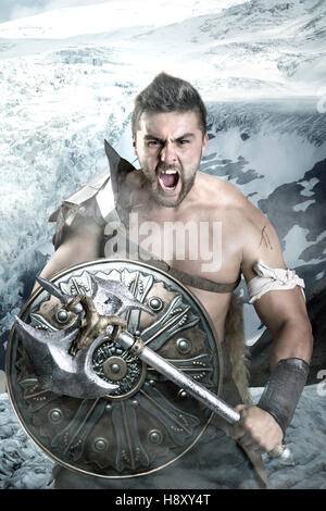 Ancient barbarian warrior or Gladiator ready to fight Stock Photo - Alamy