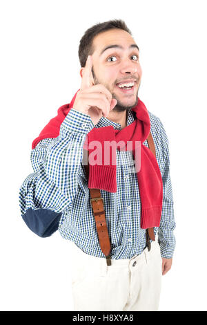 Young nerd posing isolated in a white background Stock Photo - Alamy