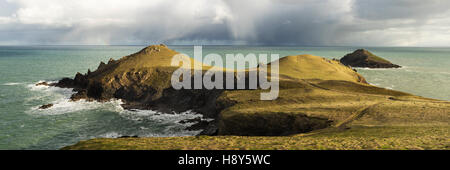 Panoramic view of Rump Point, near Polzeath, Cornwall, England Stock ...