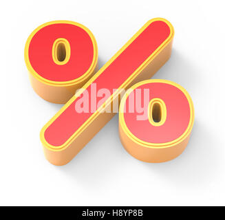 yellow framed red percent mark, 3D rendering graphic isolated on white ...