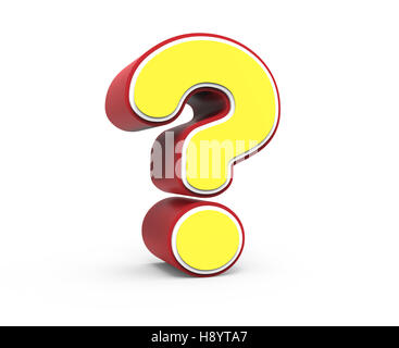 left tilt white question mark, 3D rendering graphic isolated on white ...