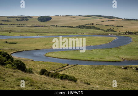 [Cuckmere River Haven] "East Sussex" meander [oxbow lake] flood Stock ...