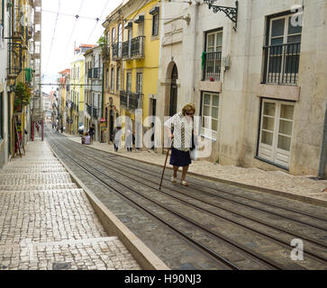alley in high barrio in Lisbon, Portugal Stock Photo - Alamy