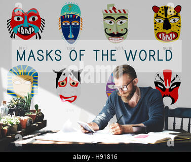Cultural Traditional Masks Global Concept Stock Photo - Alamy