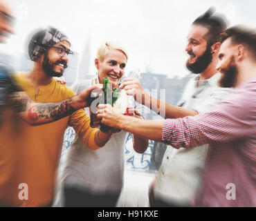 Celebration Cheers Hipster Drinking Together Friends Concept Stock ...