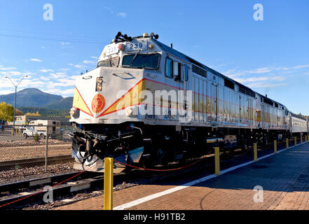 The Grand Canyon Train in Arizona, USA under a clear sky Stock Photo ...