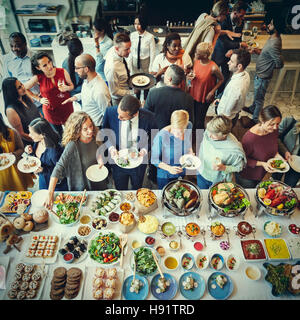 Diversity People Enjoy Buffet Party Concept Stock Photo - Alamy