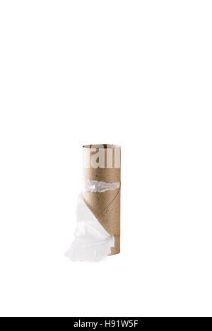Empty Toilet roll cardboard tube on metal loo roll holder Stock Photo ...