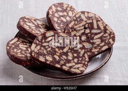 Delicious and tasty chocolate dessert with white chocolate, fresh ...