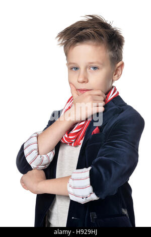 Stylish and confident. Fashionable little boy with serious look. Cute ...