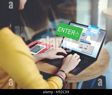 Enter Button Display Identification Operating Concept Stock Photo - Alamy