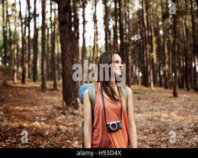 Camping Backpacker Photographer Camera Advanture Concept Stock Photo ...