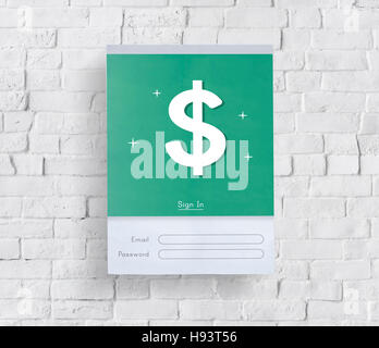 Dollar Sign Login Email Graphic Concept Stock Photo - Alamy
