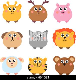 A set of cute cartoon farm animals Stock Vector Image & Art - Alamy