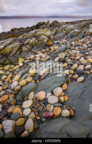 Seascape on the west coast of Arran, Scotland looking towards the Mull ...