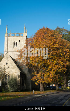 Autumn colours, Chapel of St Mary Magdalene, Ashton village ...