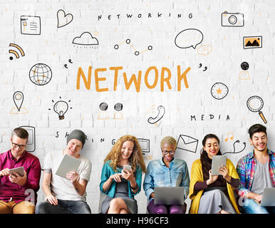 Networking Media Sharing Icons Graphic Concept Stock Photo - Alamy