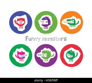logos with funny monsters Stock Vector Image & Art - Alamy