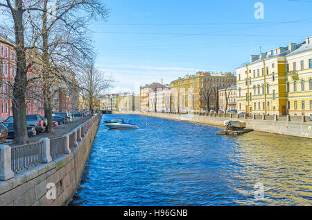 The Griboedov Canal surrounded by scenic mansions and places of ...
