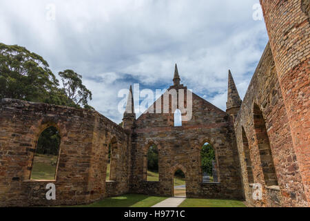 Remains of the convict built church at the Port Arthur former penal ...