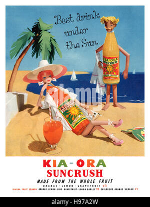 An advert for Kia Ora orange and lemon flavoured whole-fruit 'Suncrush ...