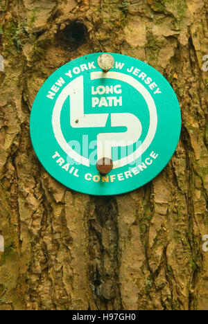 Long Path trail sign, Platte Cove Preserve, Catskill Park, New York ...