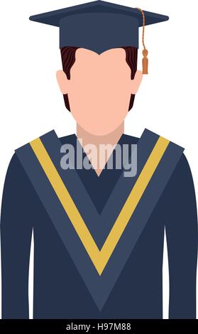 half body man with graduation outfit with short beard vector ...