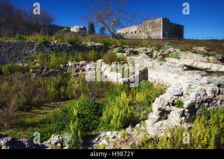 Milazzo castle and archaelogical ruins. Sicily Stock Photo - Alamy