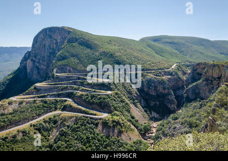 The impressive Serra da Leba pass in Angola. The road gains altitude ...
