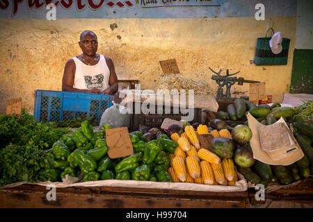 Havana Cuba local market of food for sale with local people buying ...