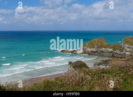Whipsiderry Beach Cornwall UK from South West Cliff Path Stock Photo ...