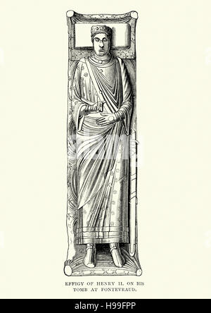 Effigy of English King Henry II on his tomb at Fontevraud Abbey, France ...