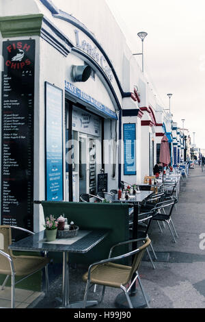 'Fish and Chips' shops on seafront, Barry Island, Barry, Vale of Stock ...
