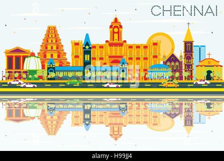 Abstract Chennai Skyline with Color Landmarks. Vector Illustration ...
