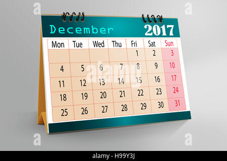 Desktop calendar Design- December 2017 Stock Photo - Alamy